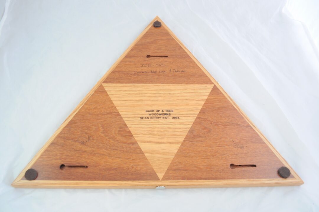 Triangle Cribbage Race Board - Cumaru, Red Oak & Padauk - Bark Up A ...
